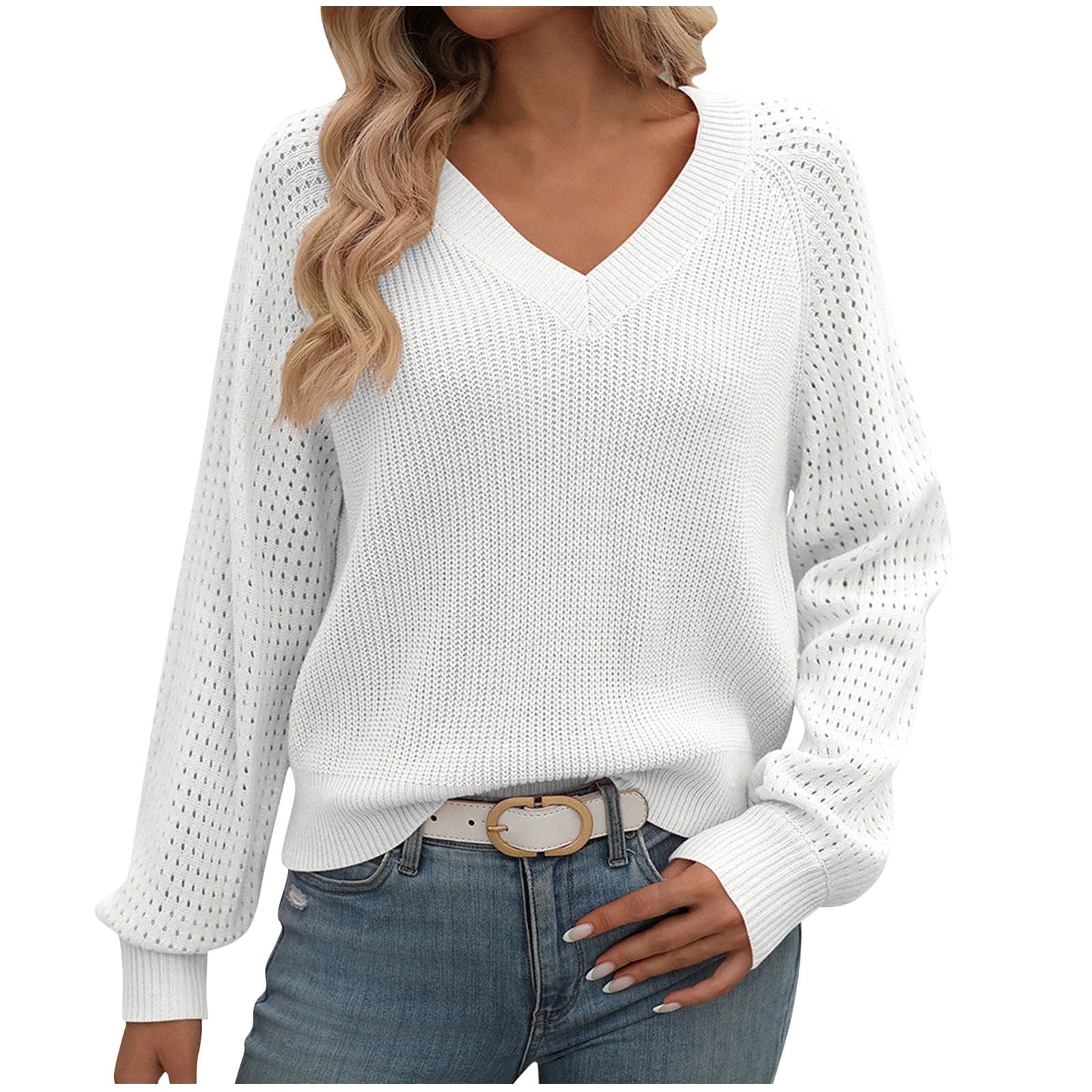 UTSJKR Women's Fall Knit Sweaters Deals Raglan Sleeve Long Sleeve ...