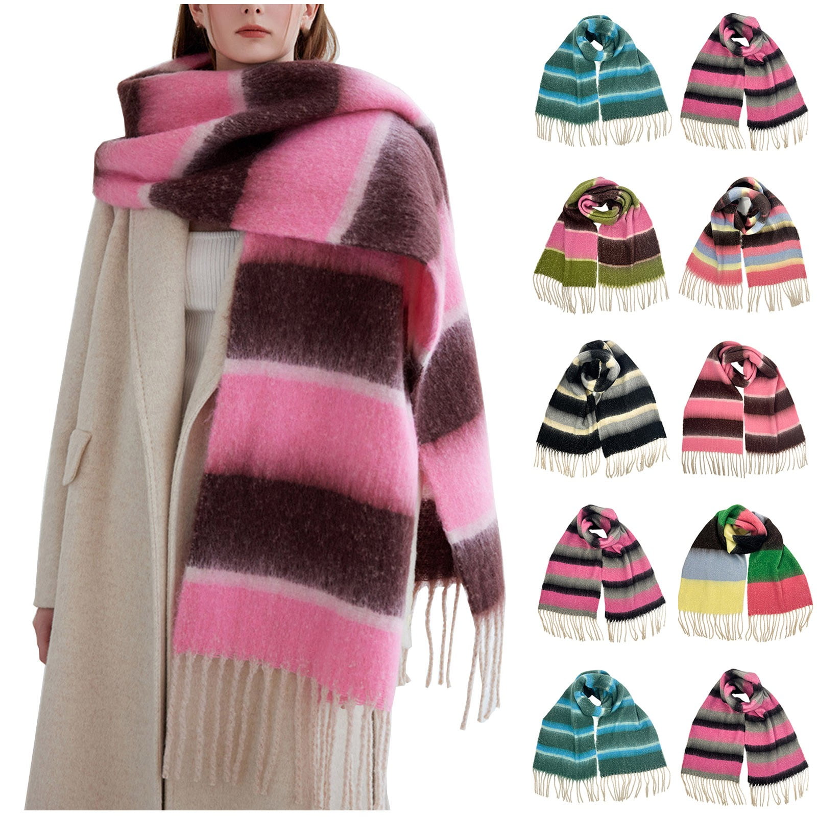UTSJKR Women's Fall Winter Chunky Scarves Big Thick Warm Knit Blanket ...