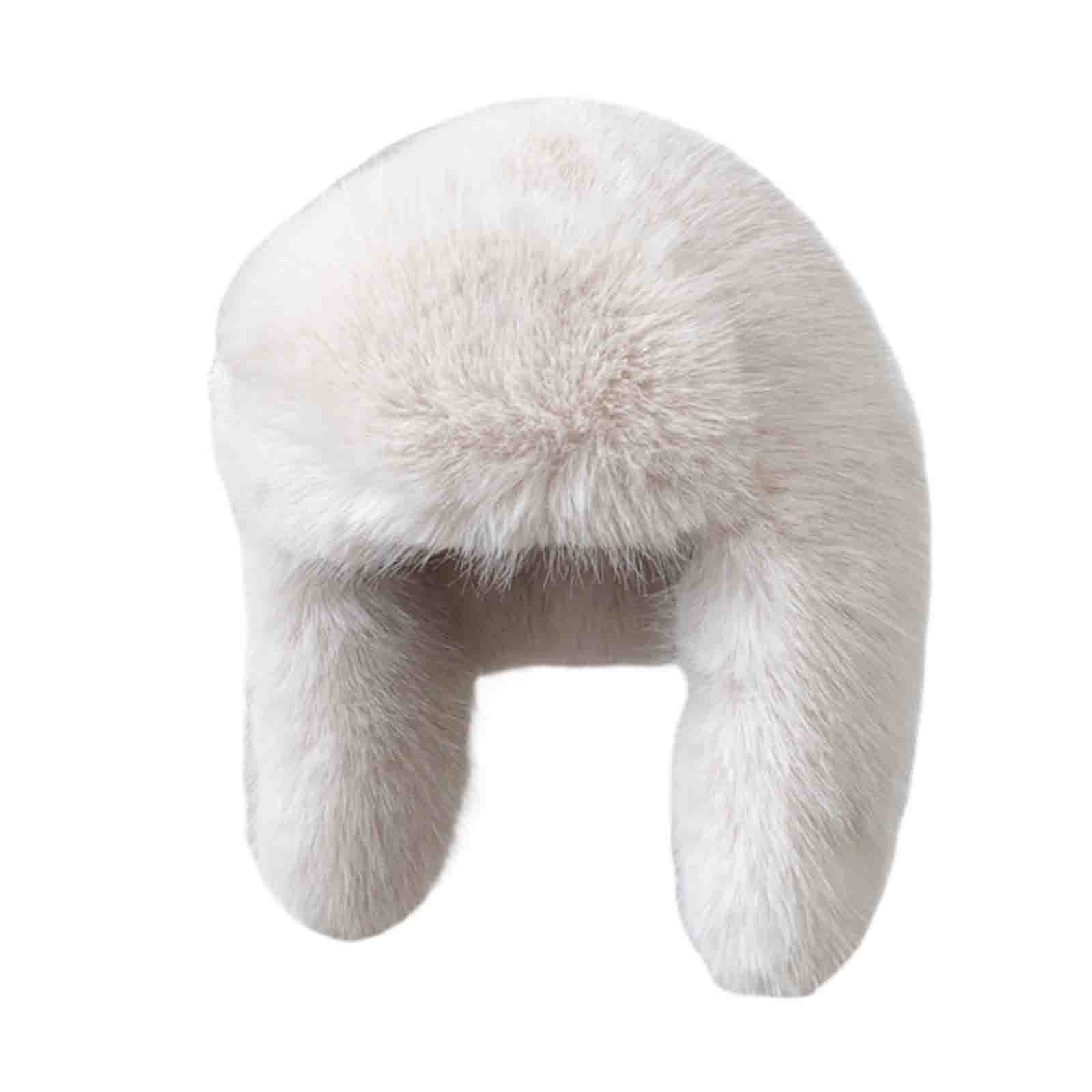 UTSJKR Women's Fluffy Trapper Hat, Long Pile Faux Fur Ushanka hat with ...