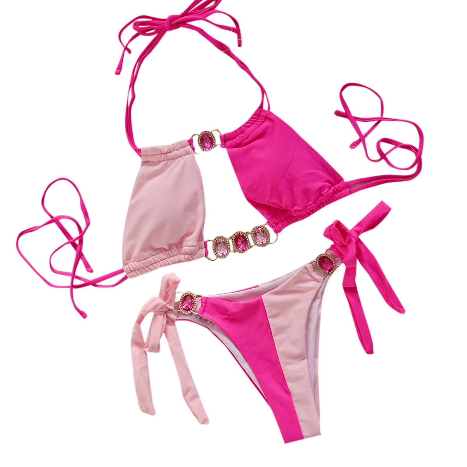 UTSJKR Women's Lace-up Glitter Rhinestone Swimsuit Sparkly Jeweled ...