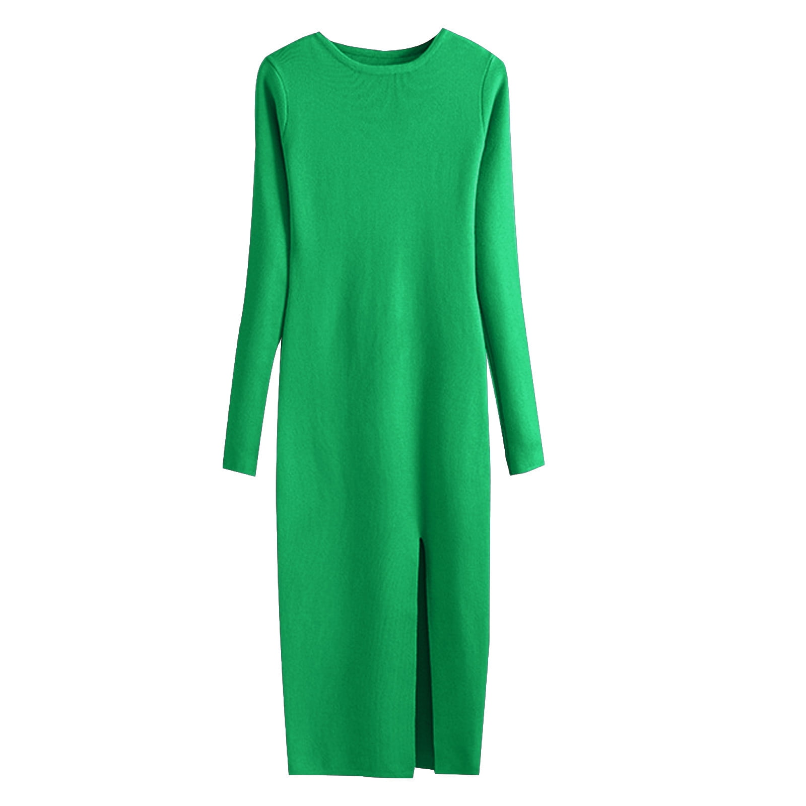 UTSJKR Women's Midi Bodycon Dress Long Sleeve Sundress 2024 Fashion ...