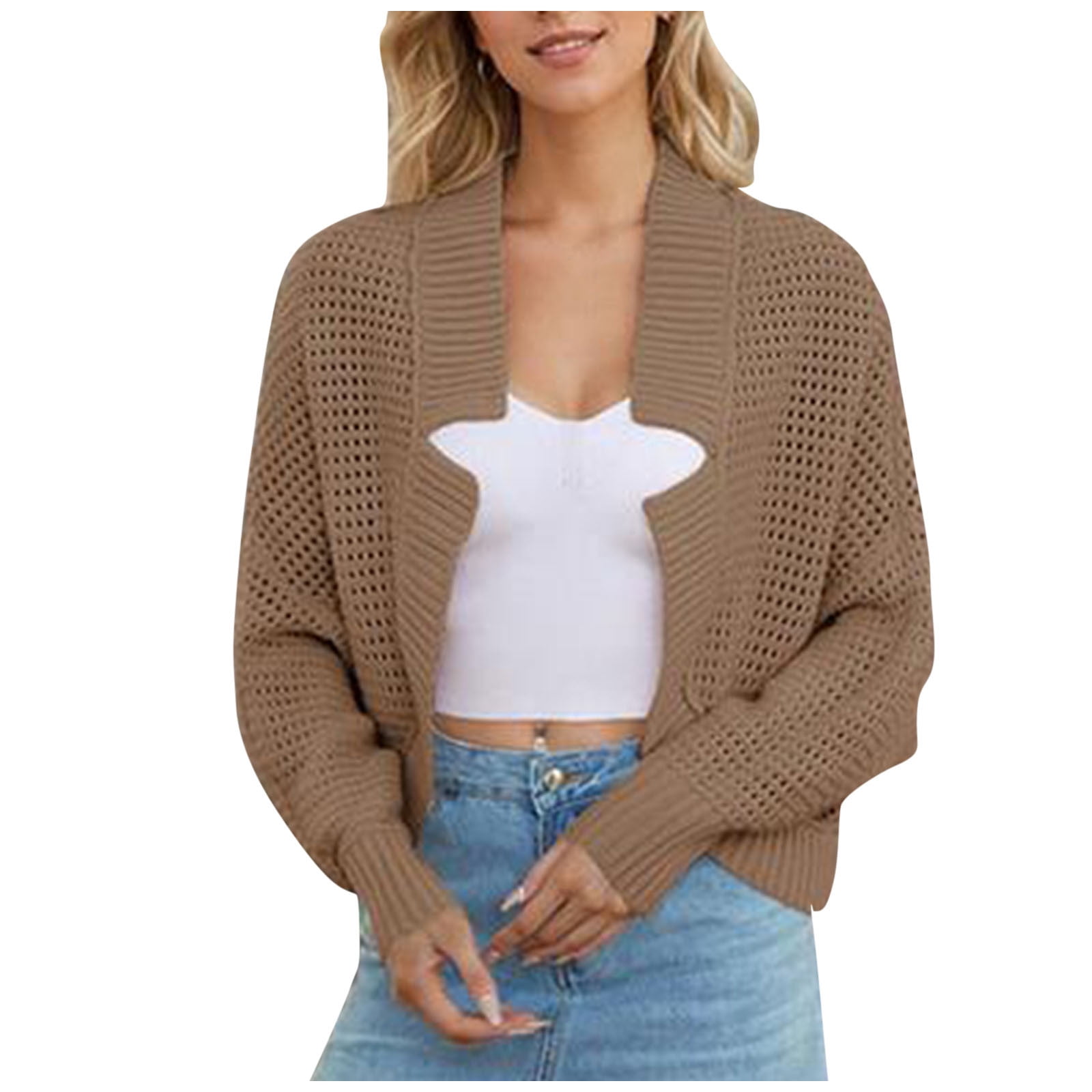 UTSJKR Women's Open Front Knit Cardigan Sweater 2024 Fall Winter Fashion Batwing Sleeve Long ...