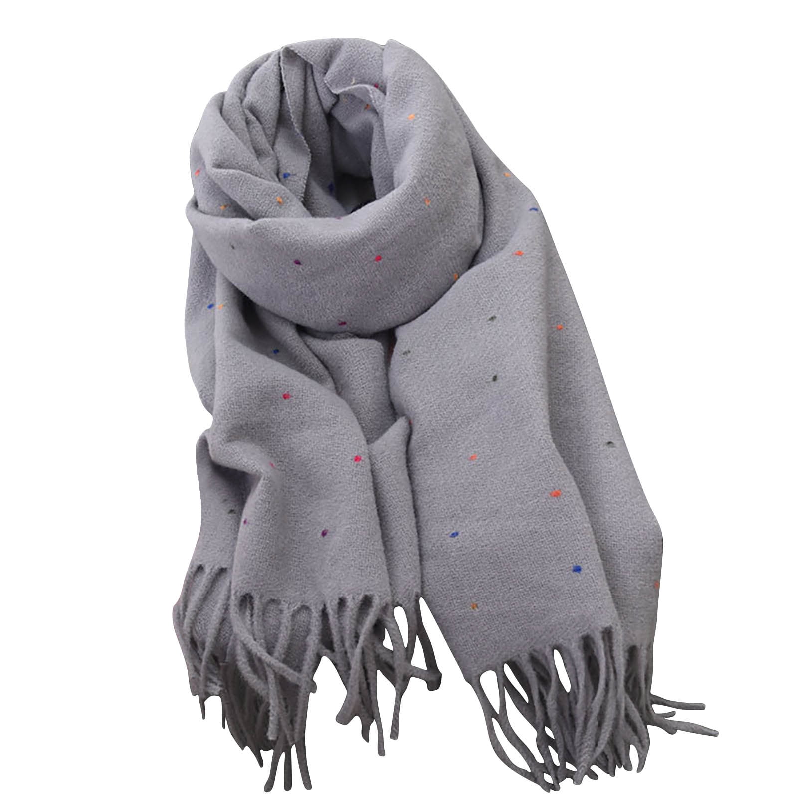 UTSJKR Womens Elegant Dot Winter Knit Scarf Vintage Plaid Thick Scarf ...