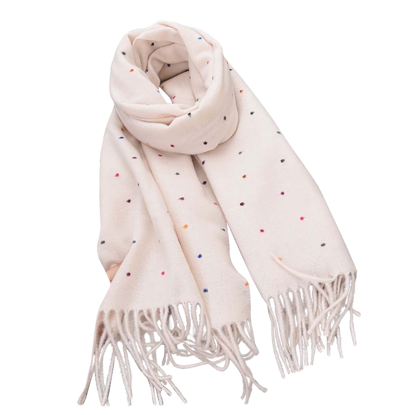 UTSJKR Womens Elegant Dot Winter Knit Scarf Vintage Plaid Thick Scarf ...