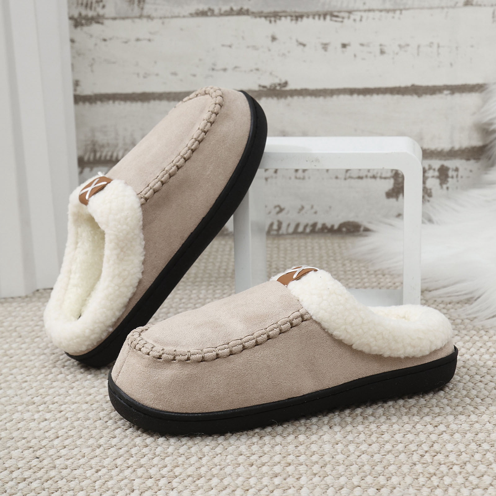 UTTOASFAY Soft Indoor Slippers for Women Casual Winter Fleece-Lined ...