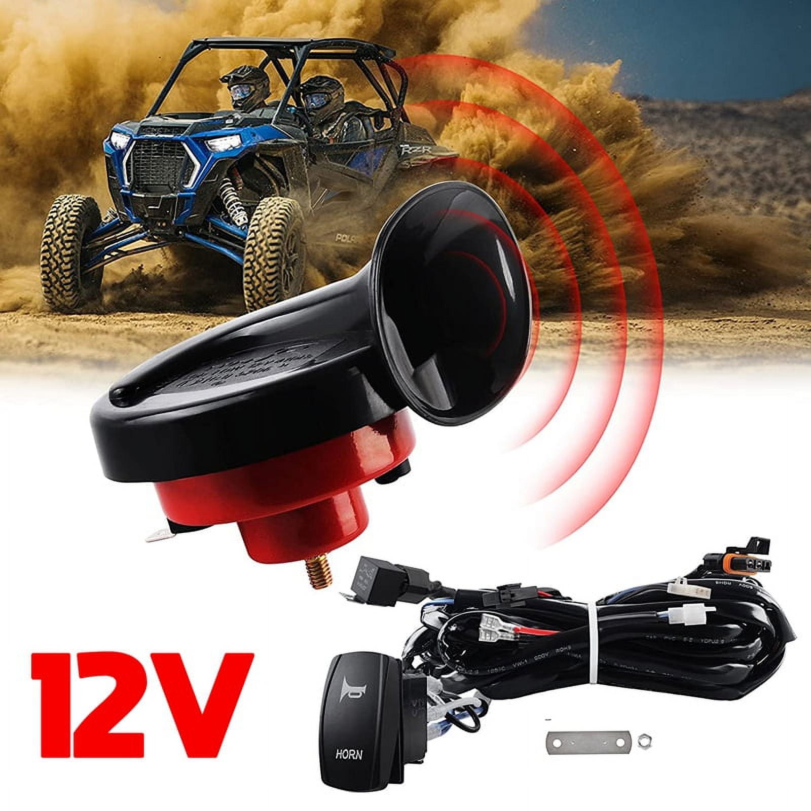 Universal ATV Loud Electric Horn Kit with Toggle Switch for Pioneer ...