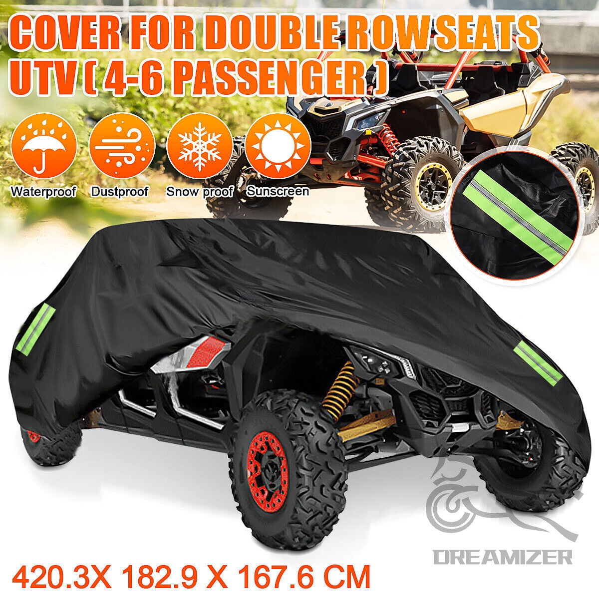 UTV Cover 4 Seater Heavy Double Row Seat Utility Vehicle Cover ...
