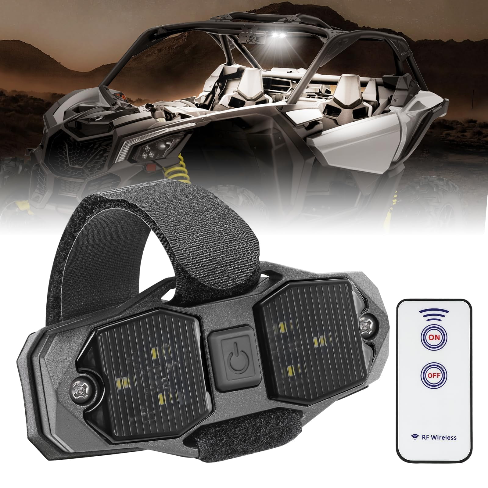 UTV Dome with Remote, ACEC SHOP H2FSDUTV Universal Roll Bar Mount LED ...