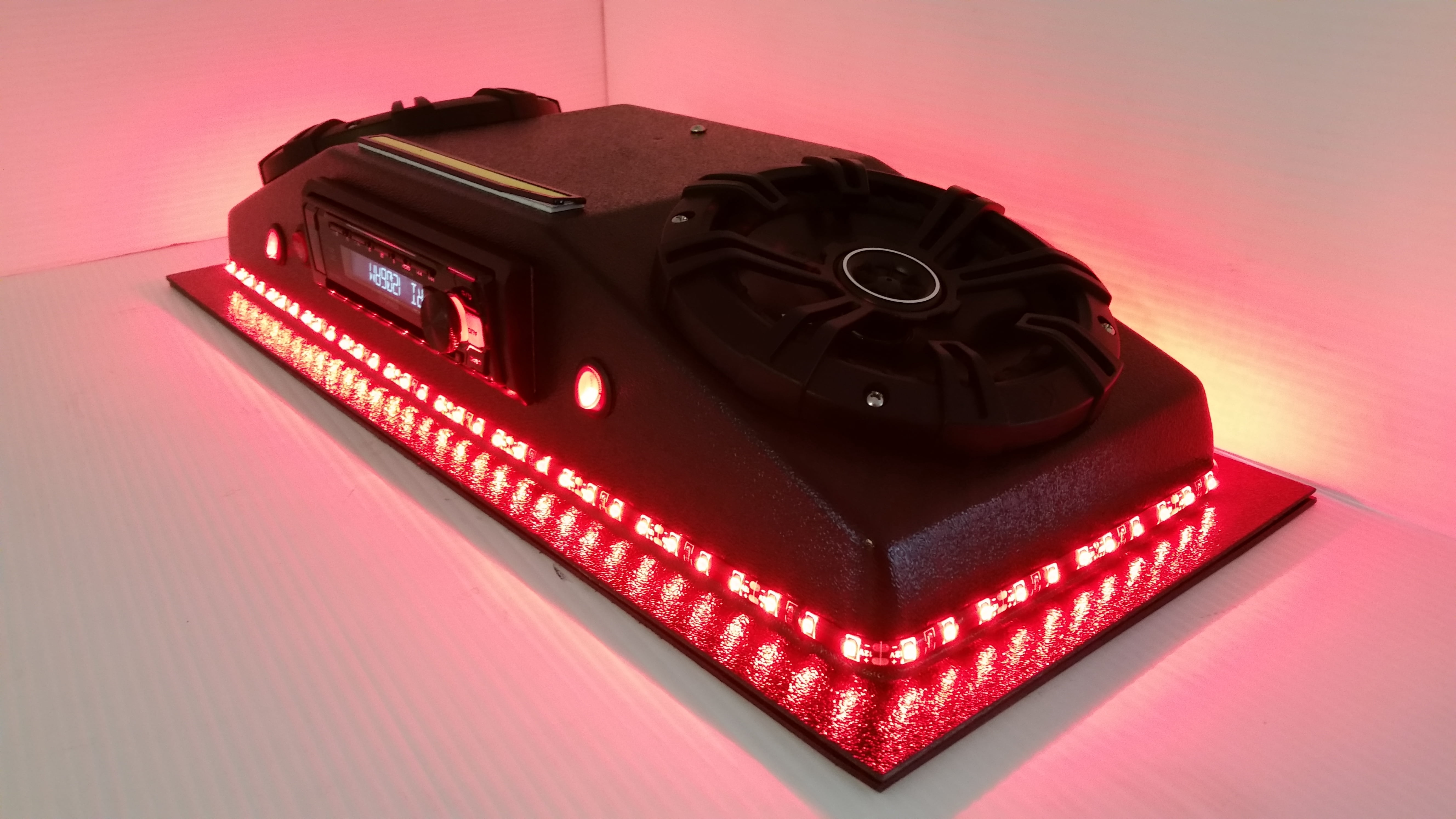 UTV Golf Cart Overhead Radio Console JVC Stereo CD Player 6.5" Kicker ...