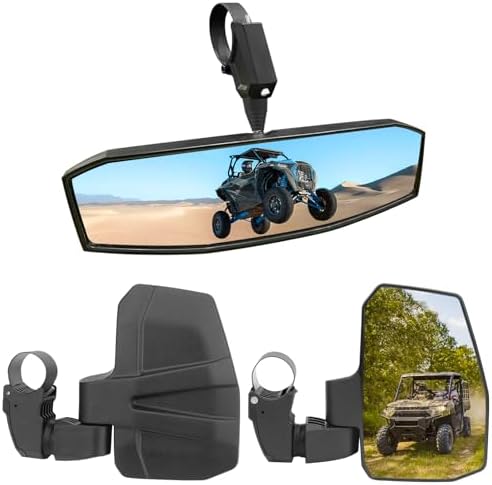 UTV Mirror+Side Mirrors Set for 1.5-2. Inch Roll Cage, Compatible with ...