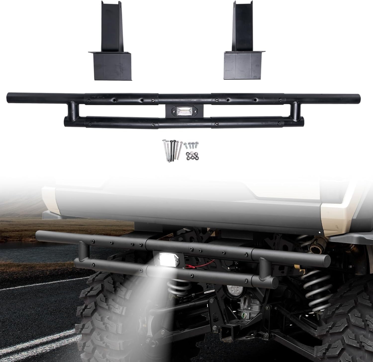A & UTV PRO Rear Bumper Guard with LED Light for Polaris Ranger XP 900 ...