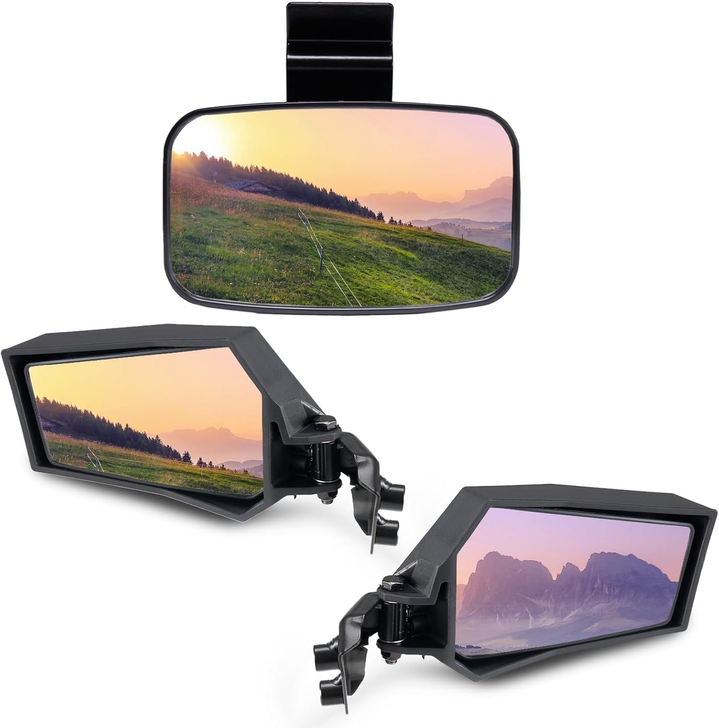 A & UTV PRO Side Mirrors & Wider Rear View Mirror Kit for Polaris ...