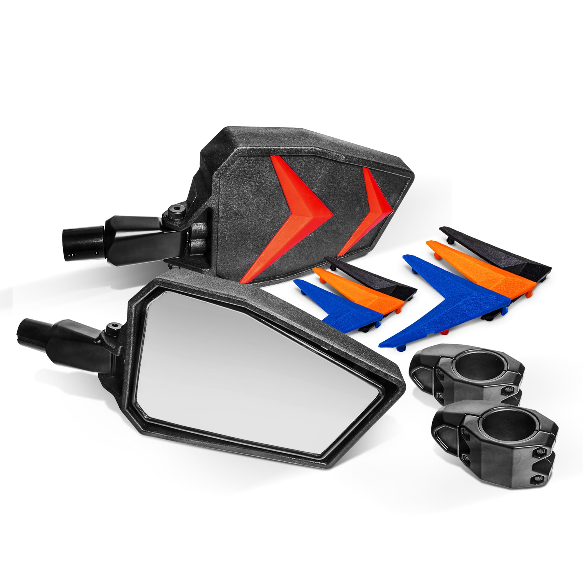 UTV Side Rear View Mirror Kit [1.75"-2" Roll Bars] [4 Color Inserts ...