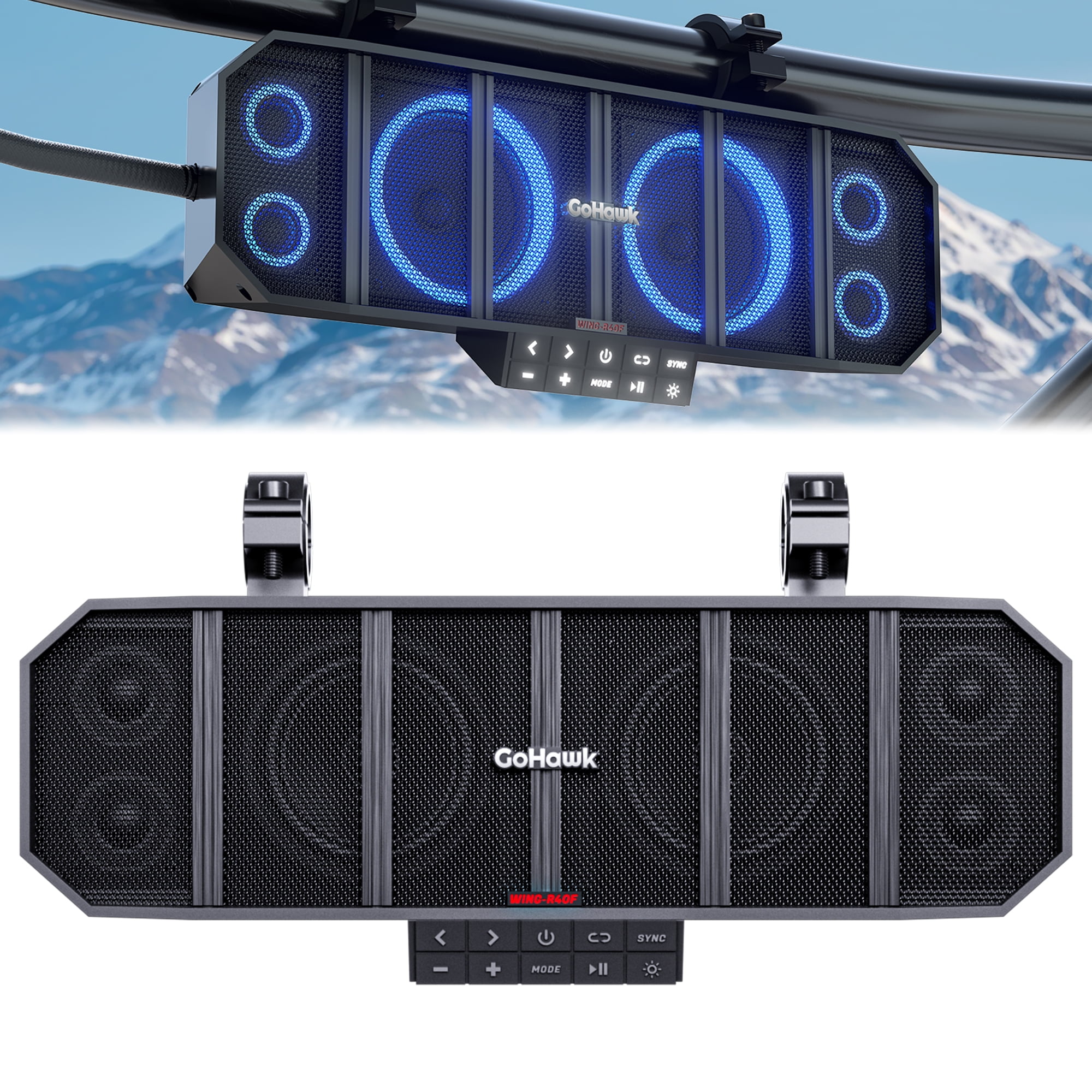 UTV Sound Bar Waterproof 6-Speaker ATV Soundbar Bluetooth & Multicolor ...