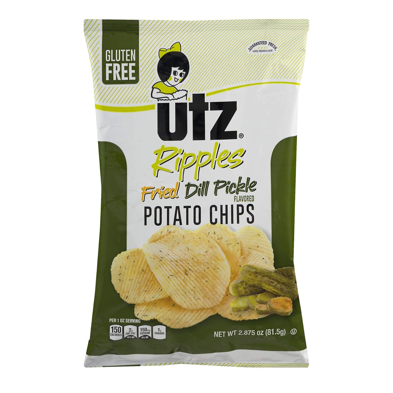 UTZ Ripples Fried Dill Pickle Potato Chips 2.875 oz Bags - Pack of 7 ...