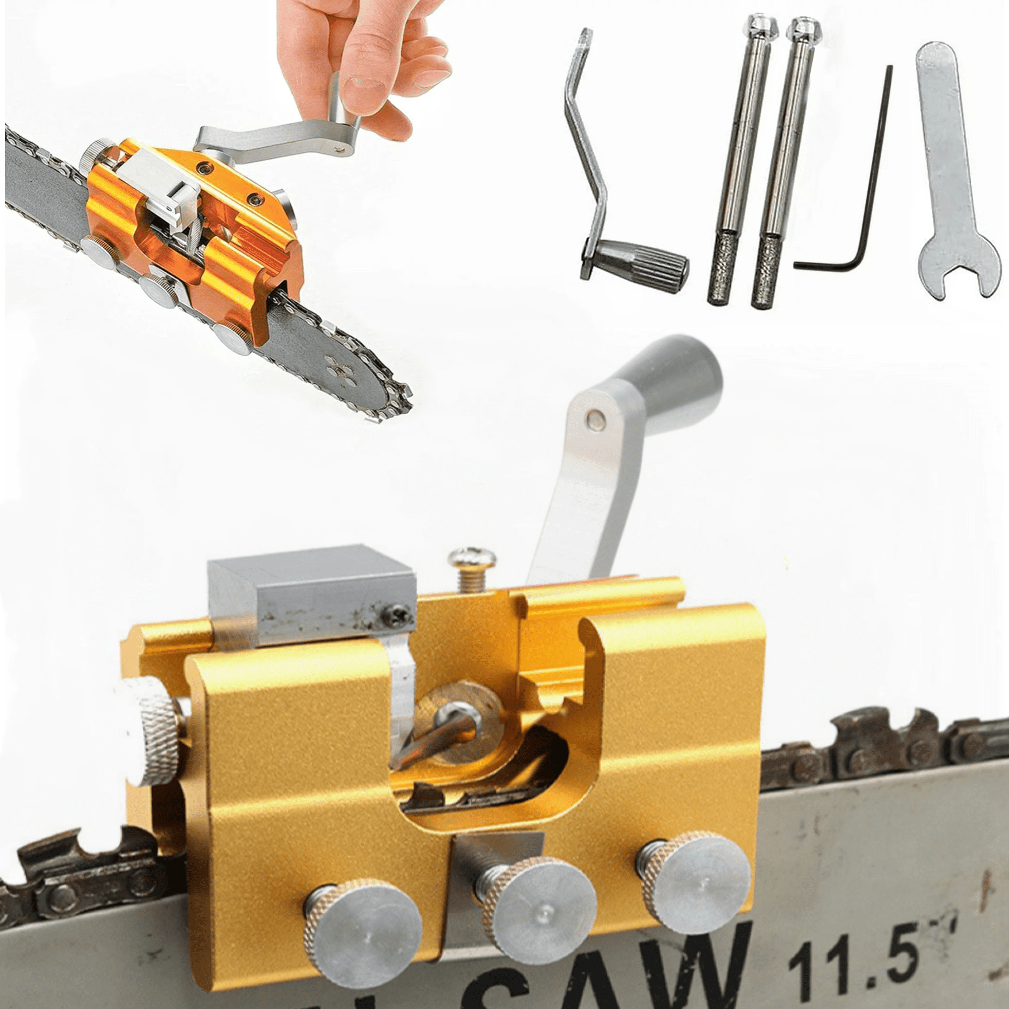 UU&T Chainsaw Sharpener, Portable Hand-Crank Chainsaw Sharpening Jig ...