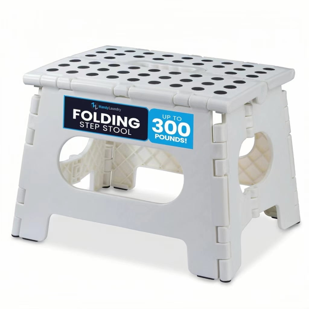 UU&T Folding Step Stool, 9" Lightweight Foot Stool with Portable Handle ...