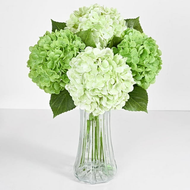 UU&T Hydrangea Artificial Flowers, 19 inch Latex Long Stem 4Pcs Light ...