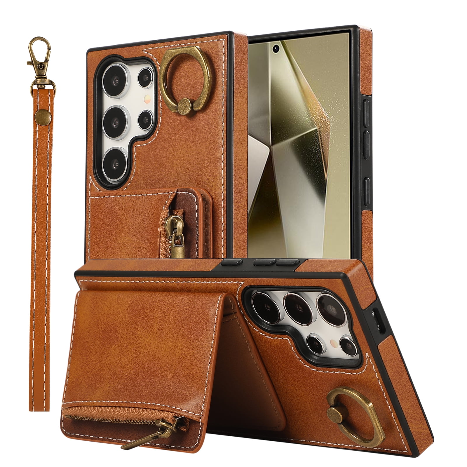 UUCase Wallet Cover for Samsung Galaxy S24 Ultra,Ring Stand Wrist Strap ...
