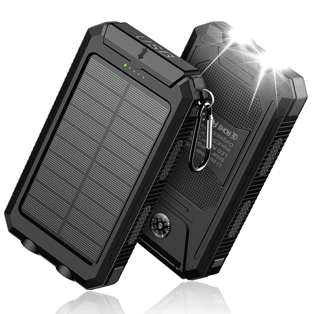 OWNTECH 20000mAh Solar Power Bank, Dual USB, LED Flashlight, for Cell ...
