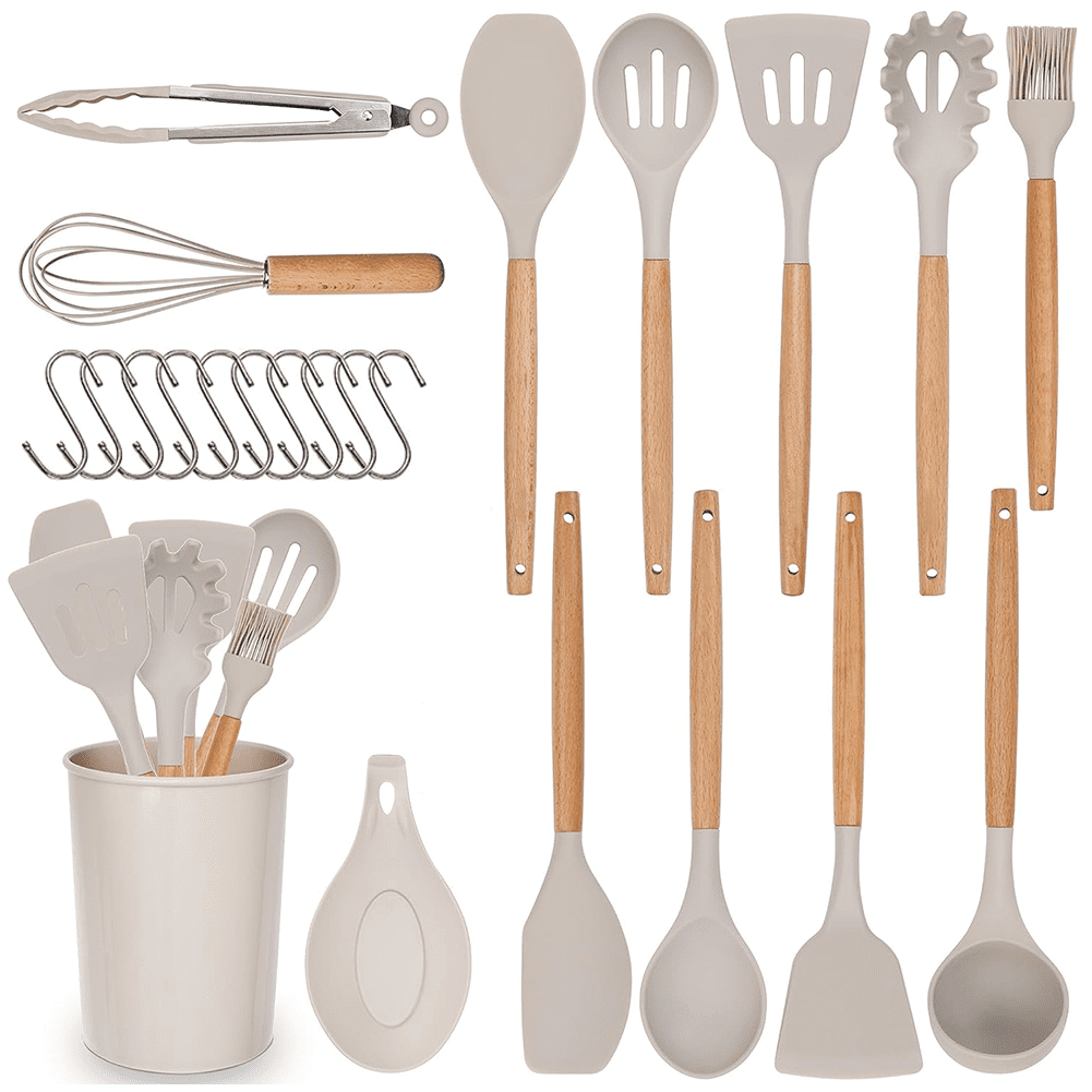 Uugee Kitchen Cooking Utensil Sets With Holder 446°f Heat Resistant