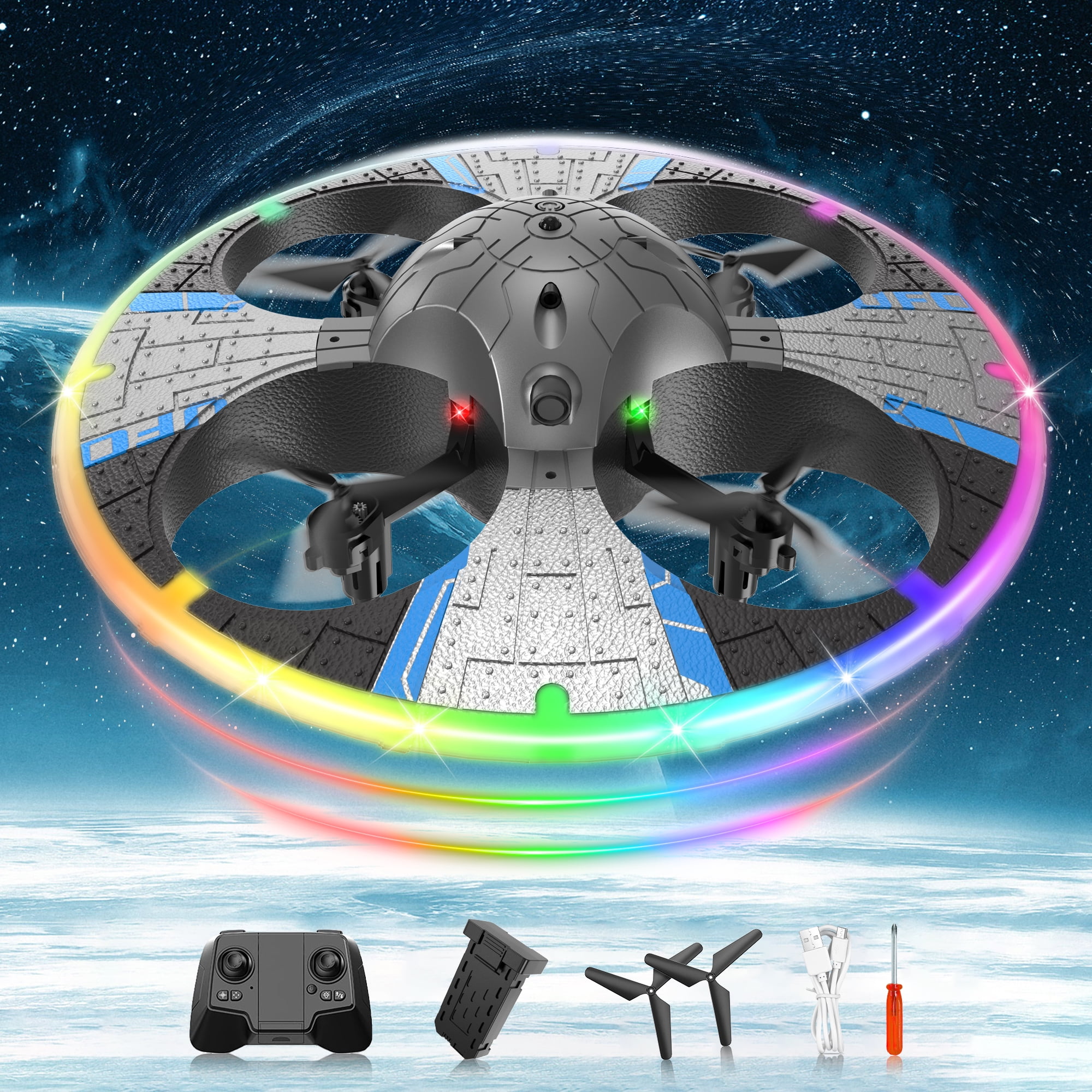 UUGEE Mini Drone for Kids Adults with LED Lights, 2.4G RC UFO Flying ...