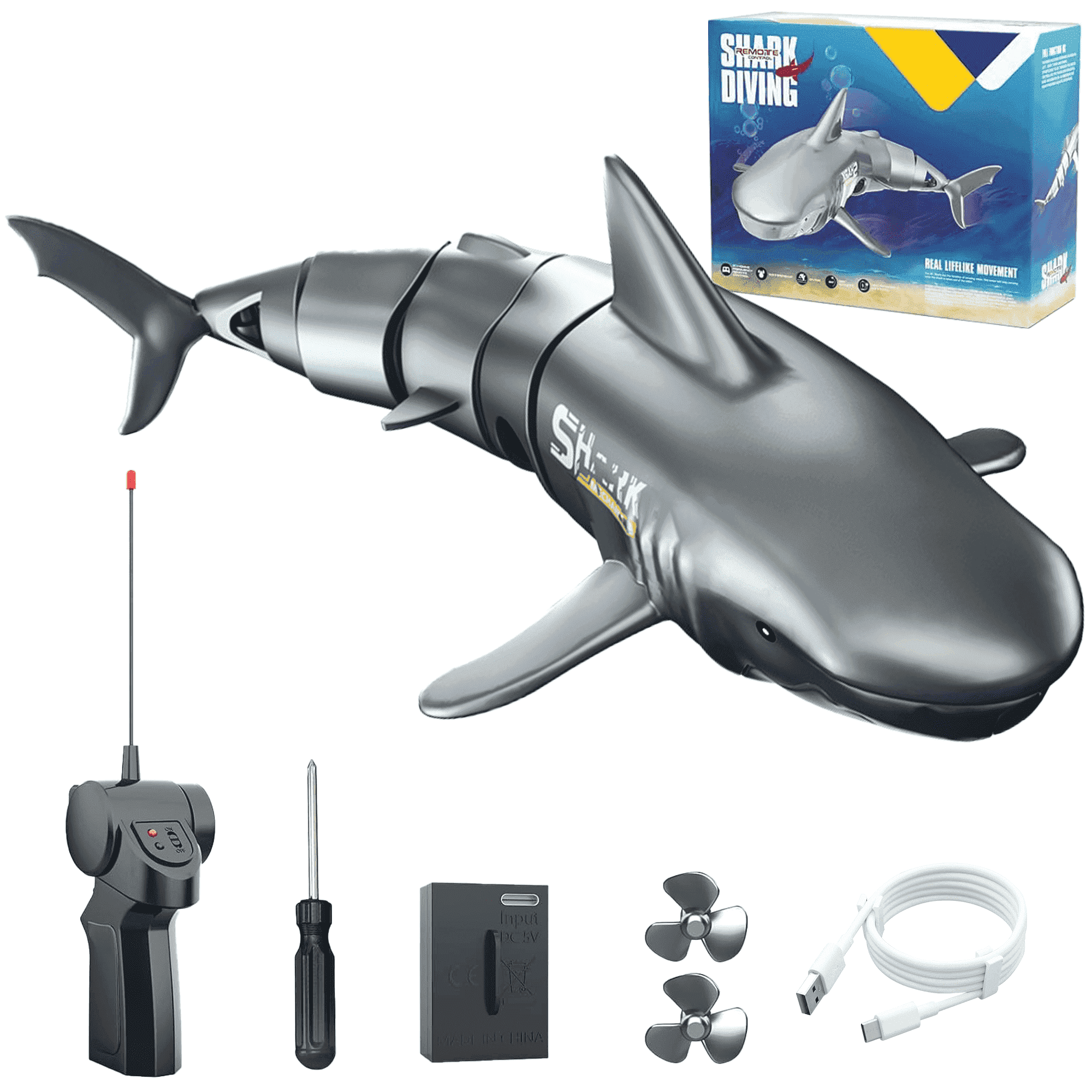 UUGEE Waterproof Remote Control Shark Toy, 2.4G RC Diving Boat for ...