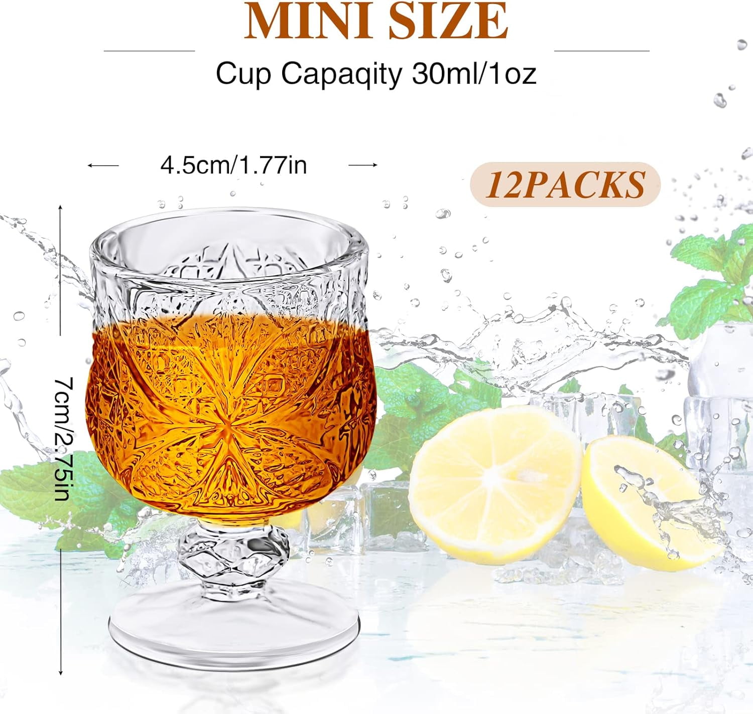 UUGHWW-1.75 oz Shot Glasses Set Fancy Cute Shot Glasses Cordial Crystal ...