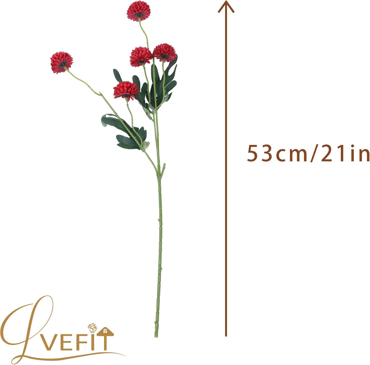 UUGHWW-10 Pcs Red Kiku Flower Fake Mums Long Stem Flowers,Faux Kiku ...