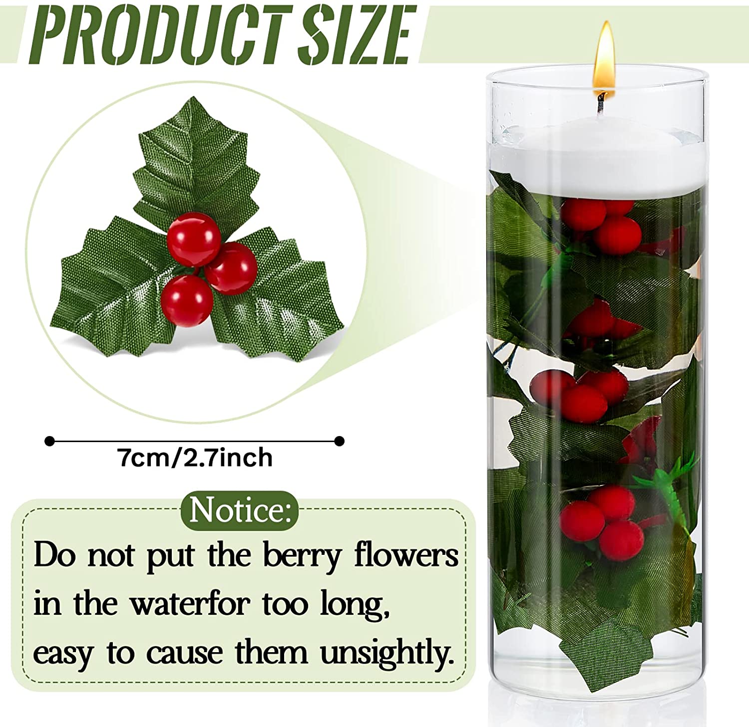 UUGHWW-100 Pcs Christmas Holly Berries for Crafts Faux Berries Flowers ...
