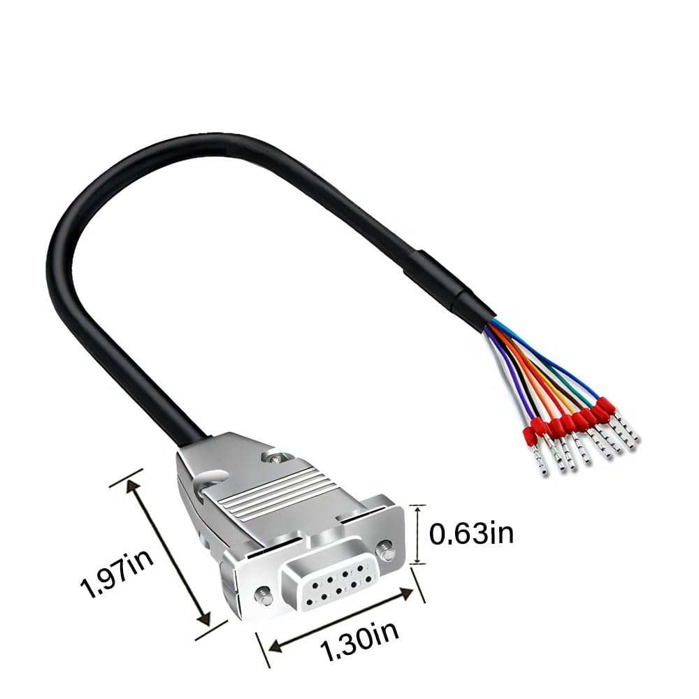 UUGHWW-10FT Metal Shell DB9 Female End to Bare Wire End, D-SUB 9-pin ...