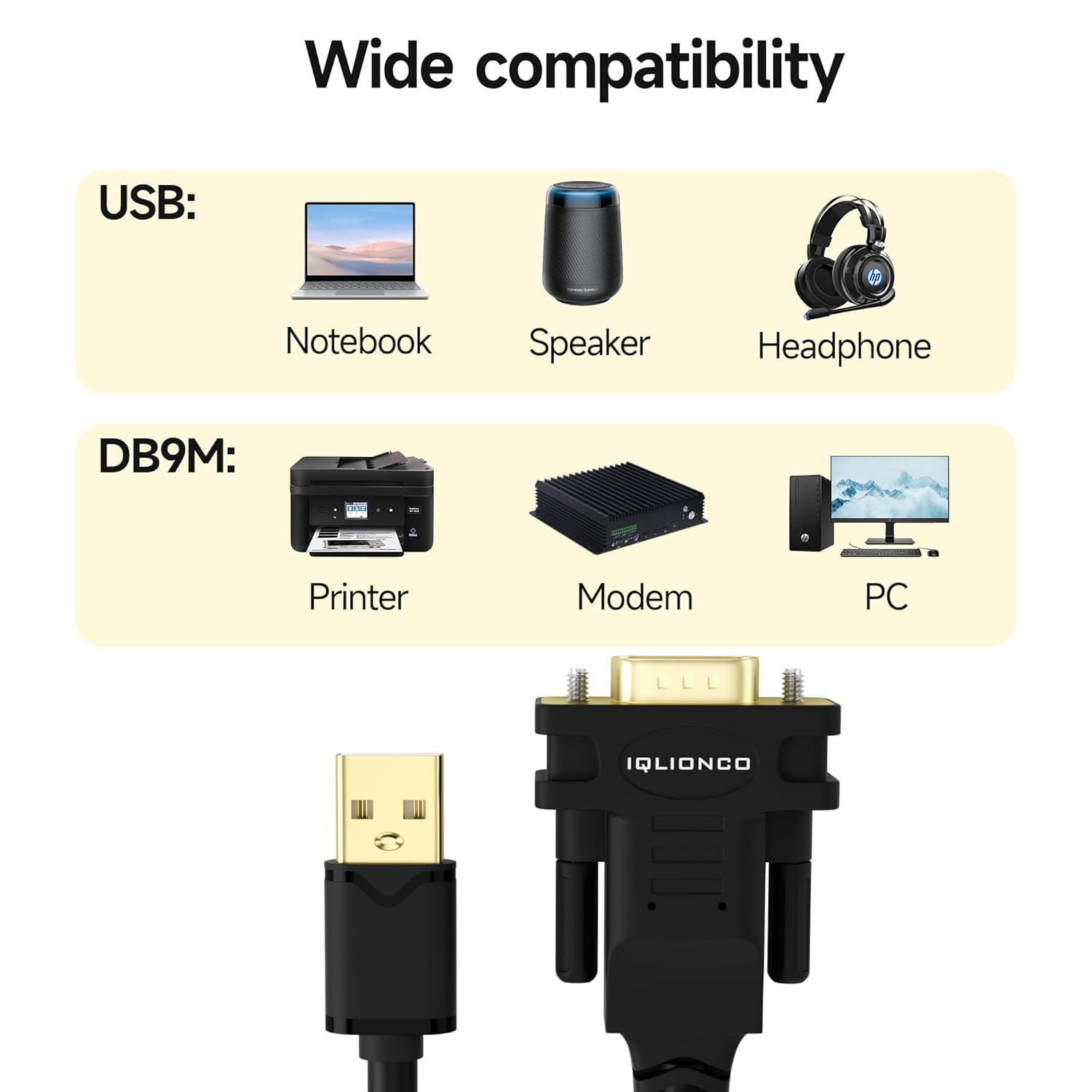 UUGHWW-10FT USB to DB9 Male Serial Adapter Cable with ftdi FT232RL ...
