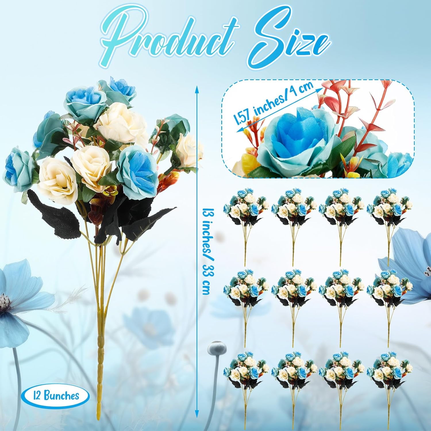 UUGHWW-12 Bunches of Artificial Flowers Centerpiece 13 Inches Silk Faux ...