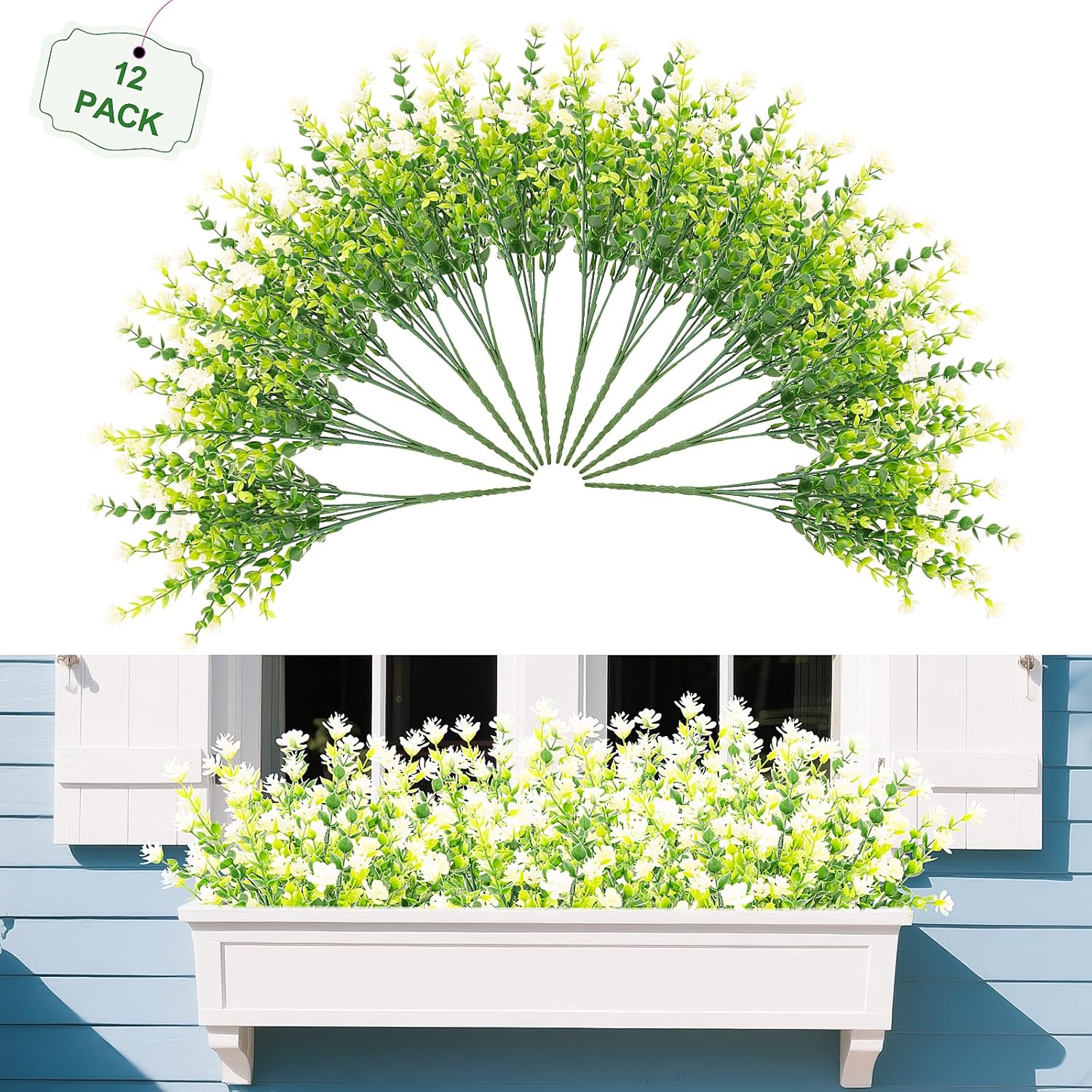 UUGHWW-12 Bundles Artificial Eucalyptus Camellias Flowers for Outdoor ...