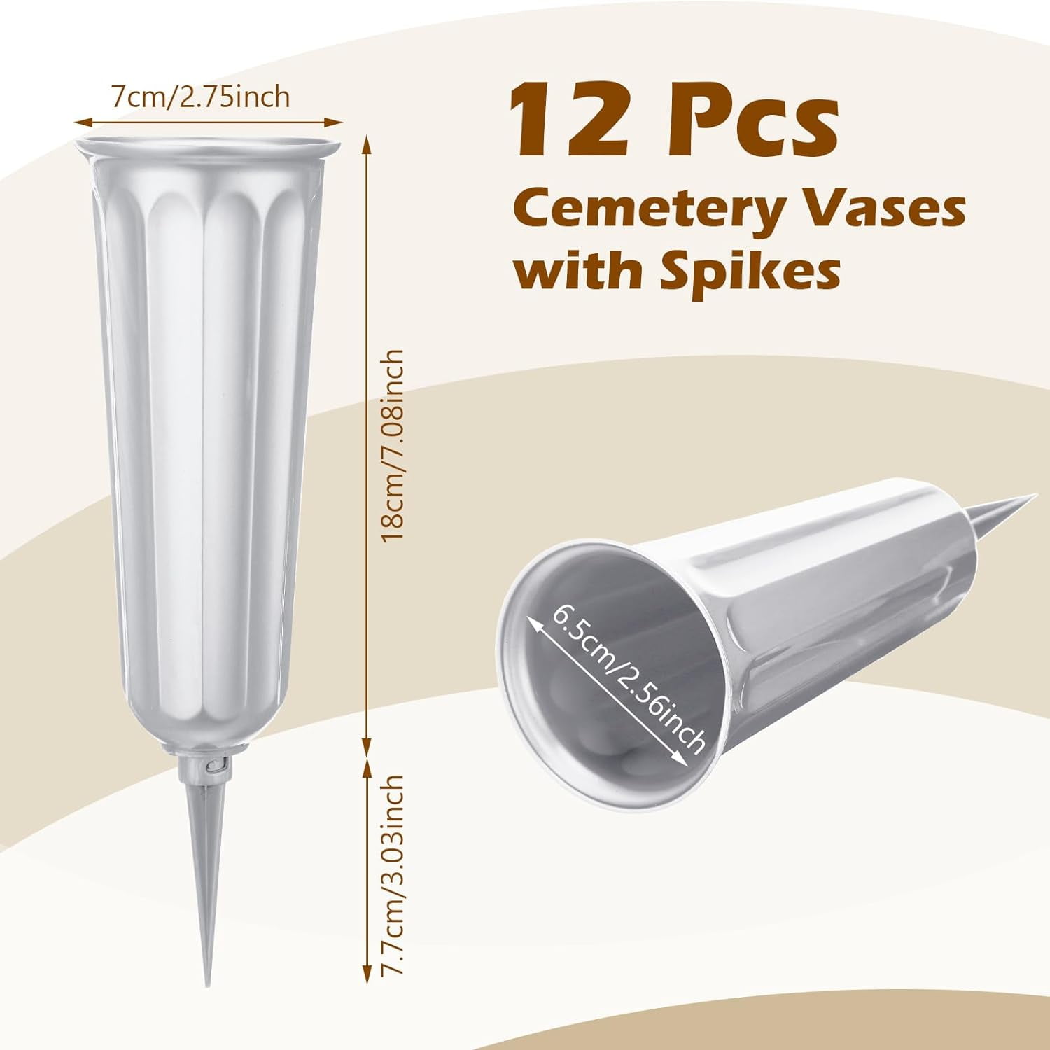 UUGHWW-12 Pcs Cemetery Vases with Spikes Plastic Memorial Floral Grave ...