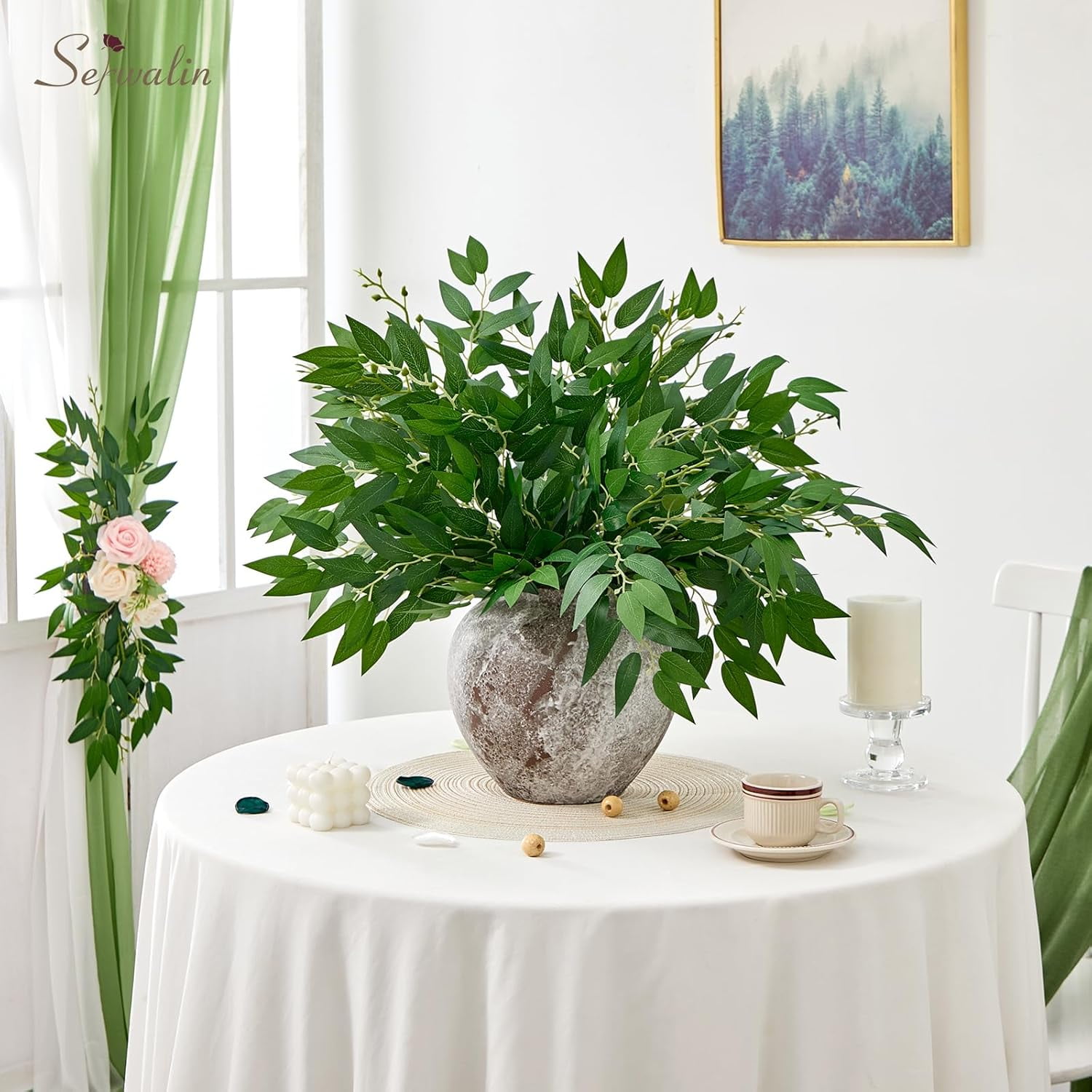 UUGHWW-16Pcs Artificial Italian Ruscus Greenery Stems, 21.6'' Fake ...