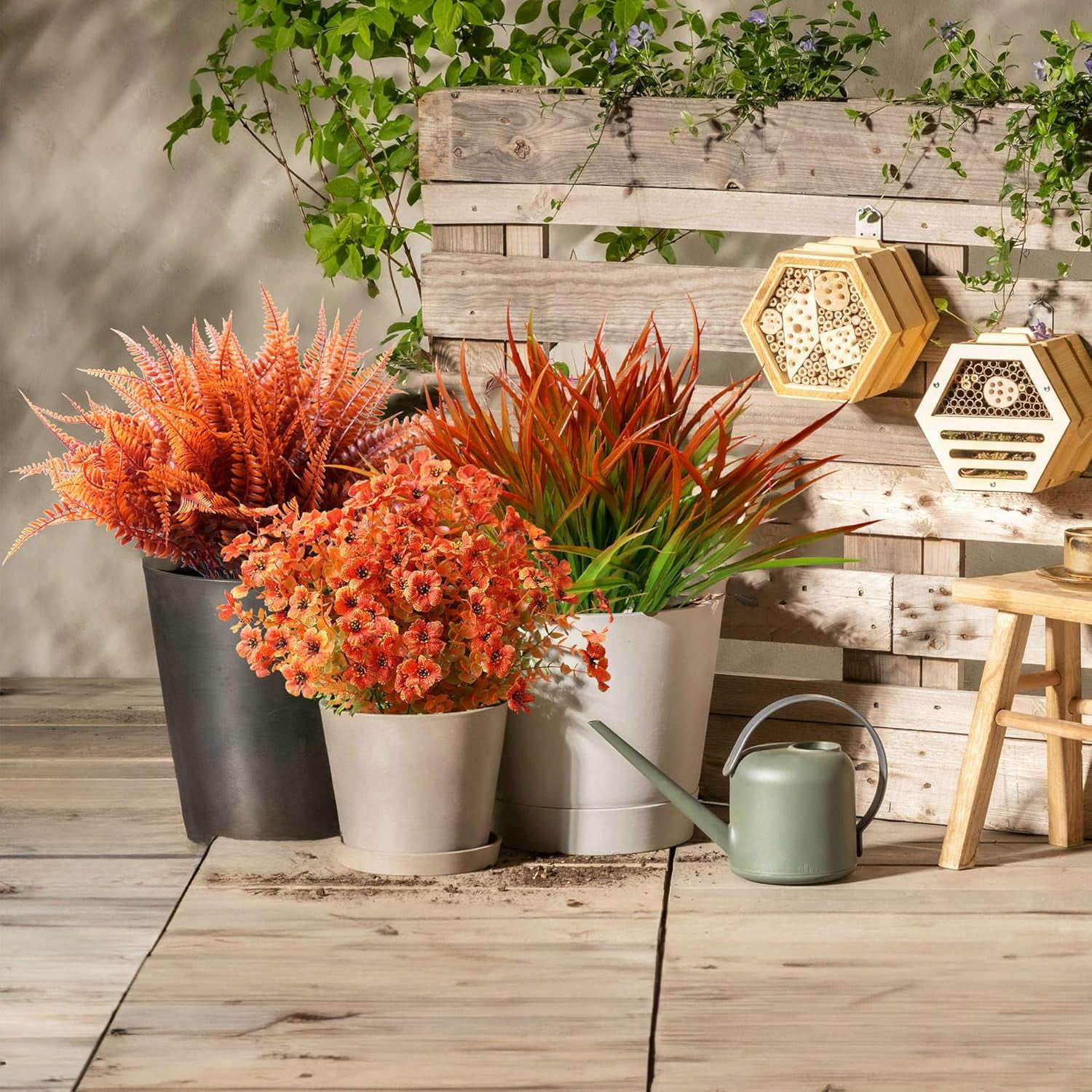 UUGHWW-18PCS Autumn Outdoor Artificial Fall Mums Flowers Plants ...