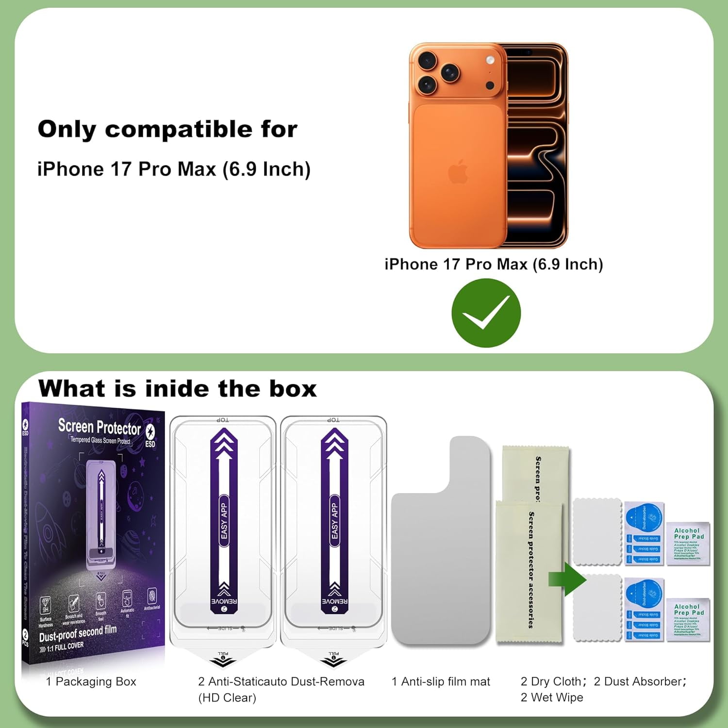 UUGHWW-[2-Pack Screen Protector for iPhone iPhone 17 Pro Max, Auto ...