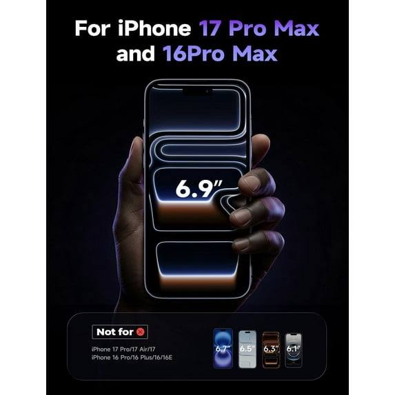 UUGHWW-2 Pack [Top 9H+ Hardness] Glass for iPhone 17 Pro Max/iPhone 16 ...