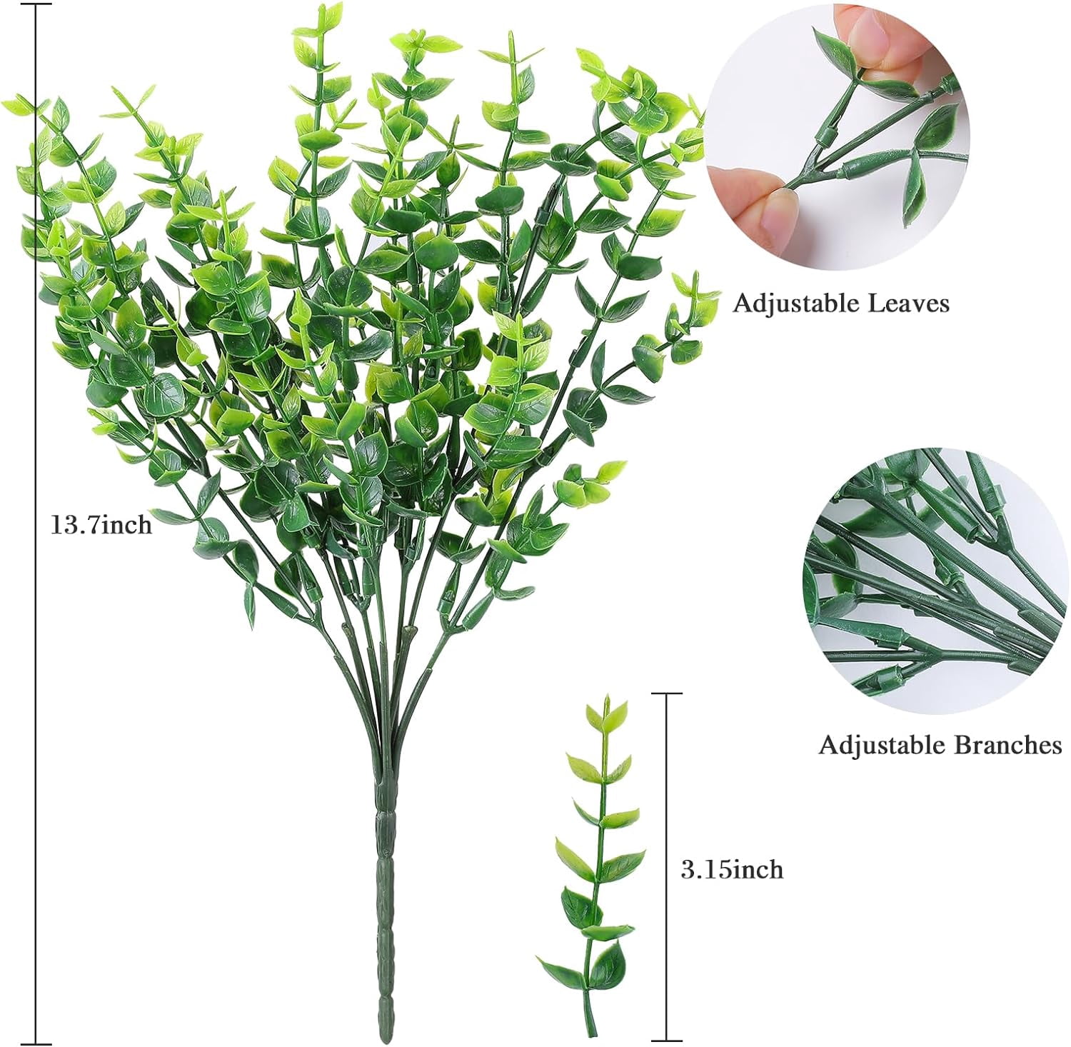 UUGHWW-20 Bundles Green Artificial Plants for Outdoor Spring Summer ...