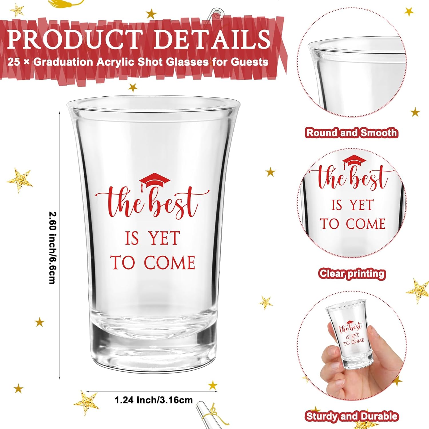 UUGHWW-25 Set Graduation Gifts Acrylic Shot Glasses Party Favors with ...