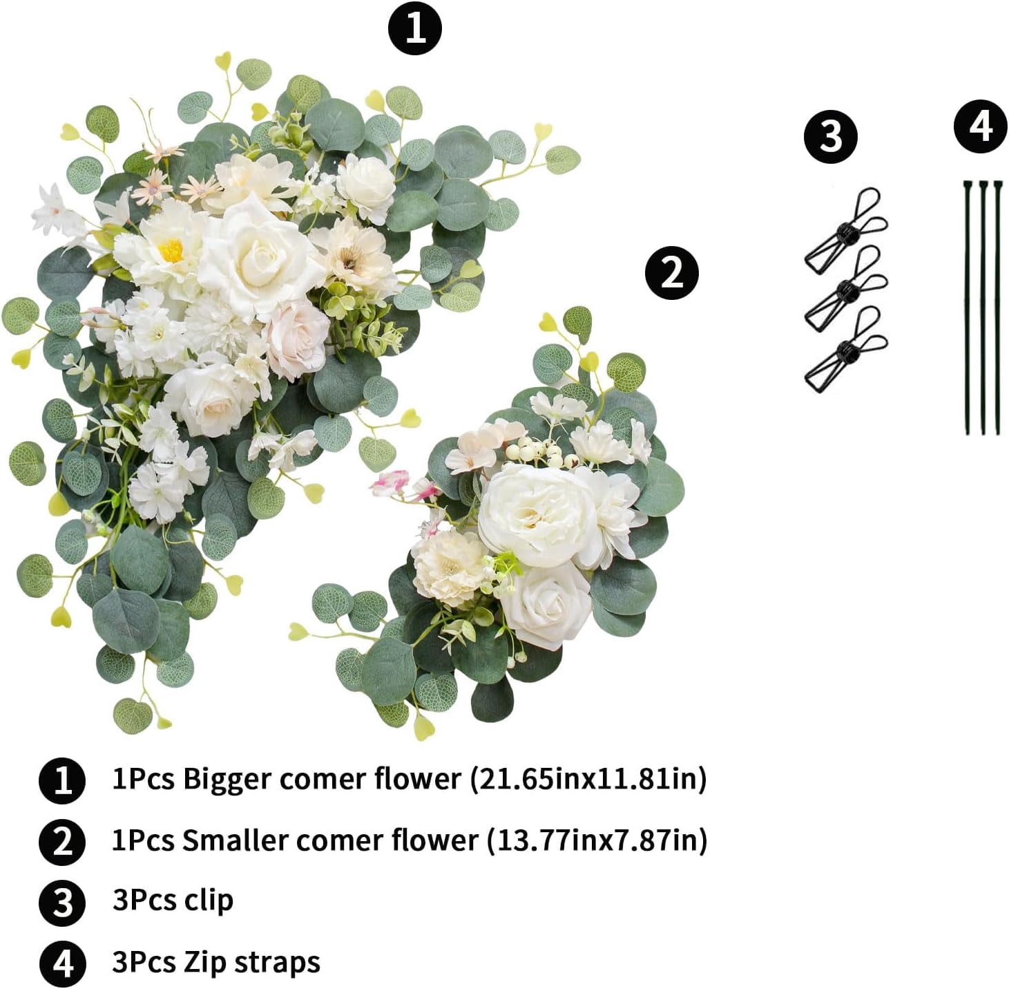 UUGHWW-2pcs Wedding Arch Flowers,Wedding Artificial Sign Flower,Welcome ...