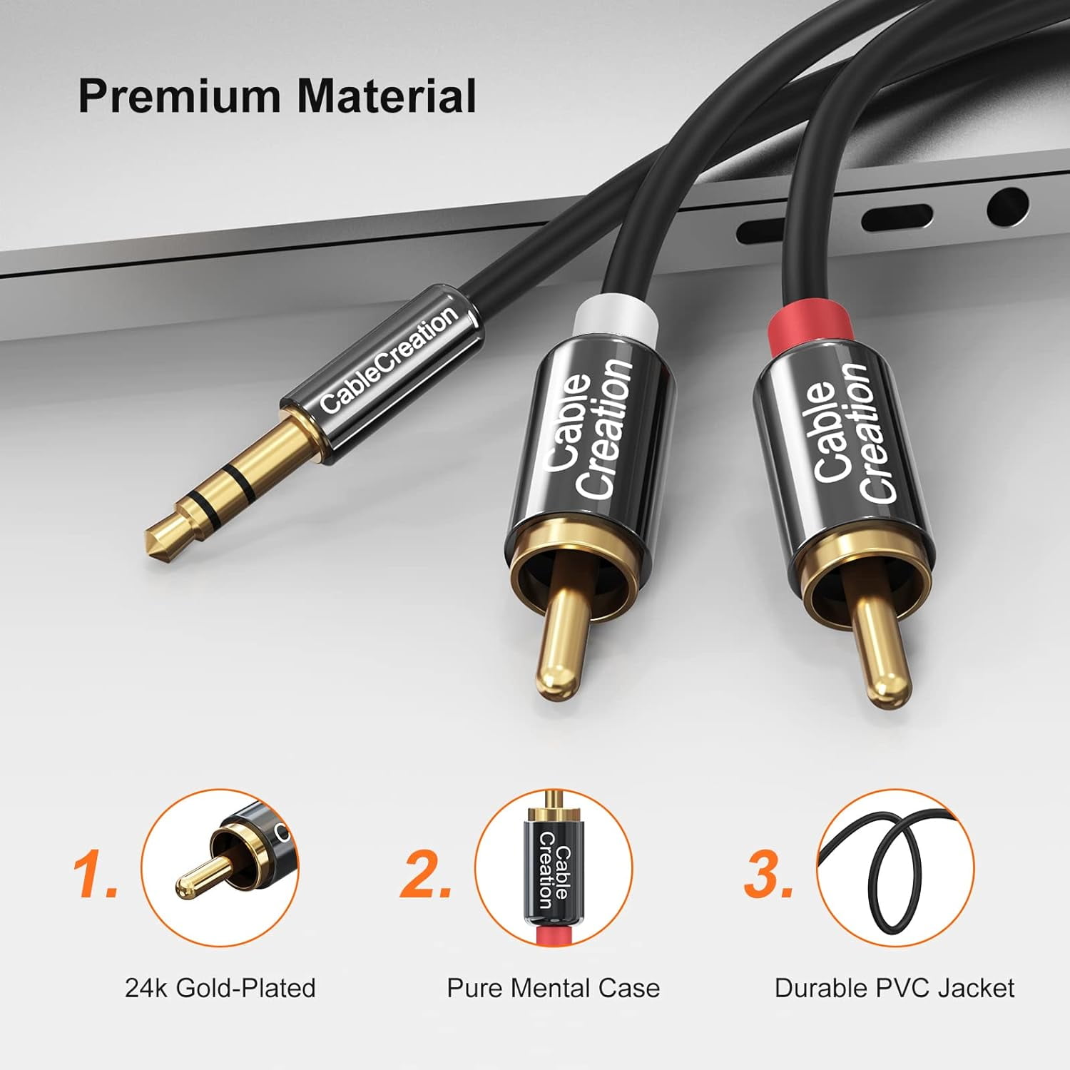 UUGHWW-3.5mm to RCA Cable, 3.5mm Male to 2RCA Male Stereo Y Splitter ...