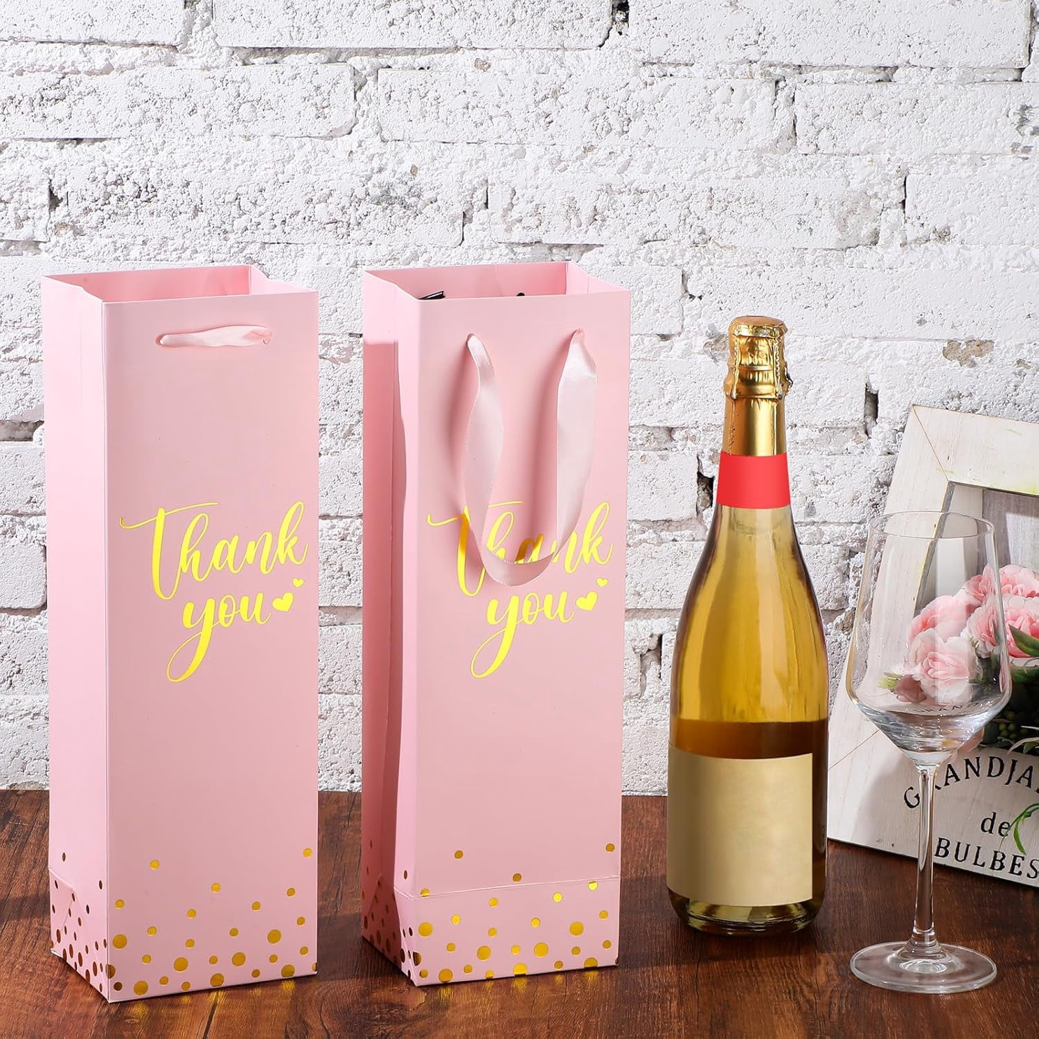UUGHWW-30 Pcs Wine Bottle Gift Bag with Handle 4.3x3.5x13.7 Liquor ...