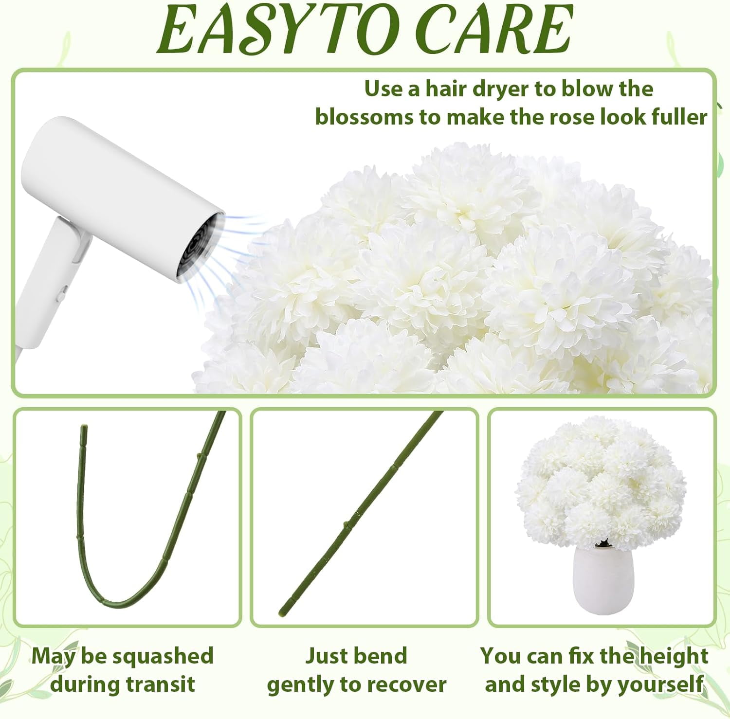 UUGHWW-36 Pcs Artificial Flowers Chrysanthemum, Fake Hydrangea Flowers ...