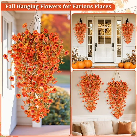 UUGHWW-4 Pcs Artificial Hanging Fall Flowers Fall Decorations, Fake ...