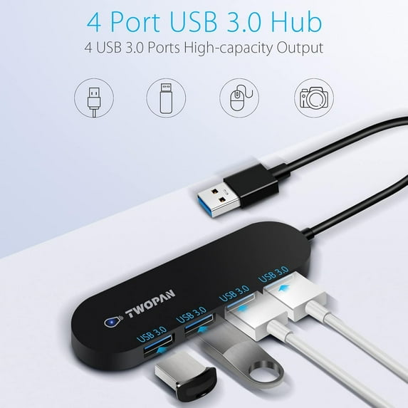 UUGHWW-4-Port USB 3.0 Hub, Ultra Slim USB Multiport Adapter for Laptop ...
