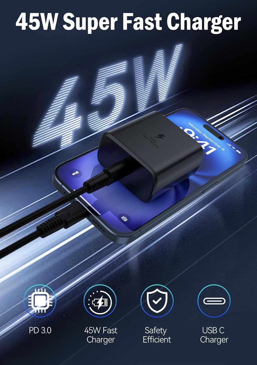 UUGHWW-45W Super Fast Charger USB C for Samsung, 6.5FT/2M USB C Charger ...