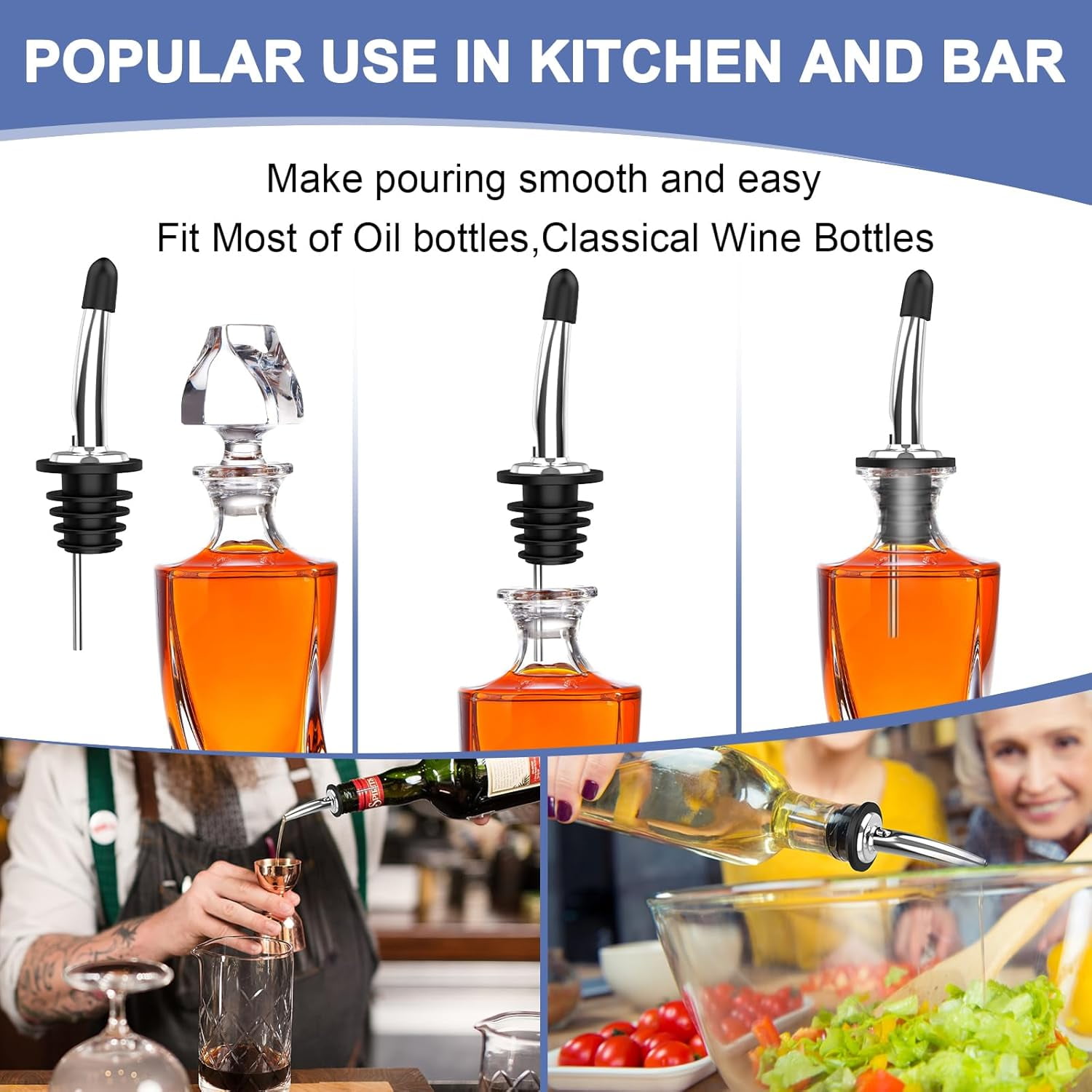 UUGHWW-48-Pack Stainless Steel Pour Spouts for Liquor Bottles Oil ...
