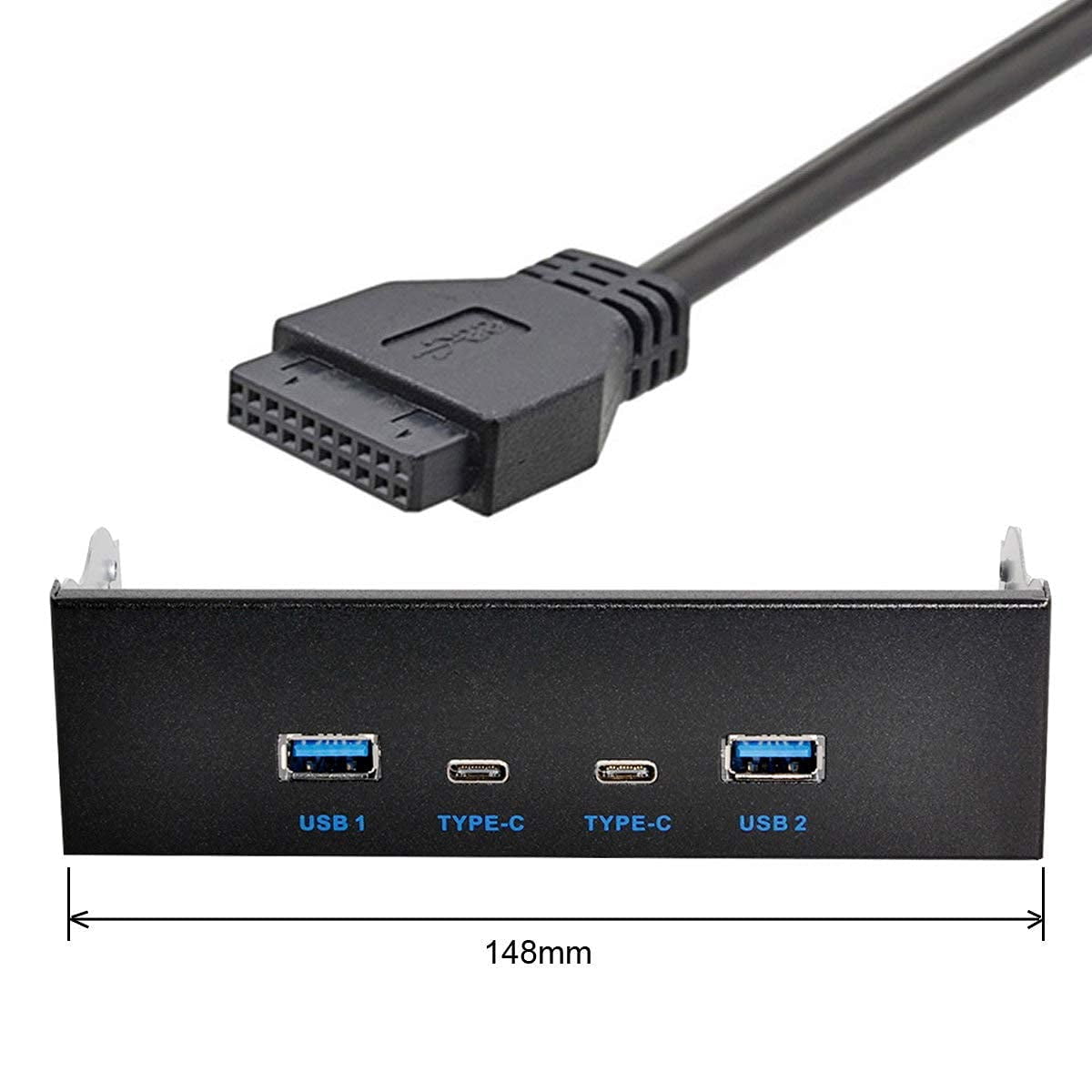 UUGHWW-5.25" Front Panel CD-ROM Bay USB 3.0 & USB-C HUB 4 Ports ...